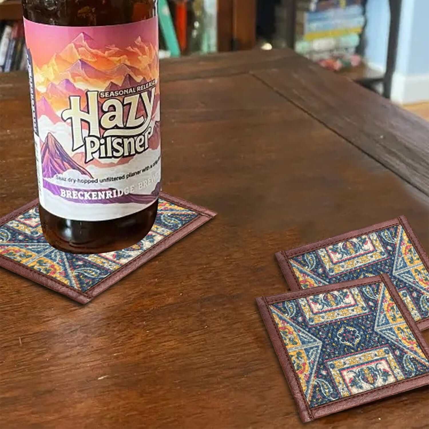 Mona B - Set of 4 Printed Coasters, 4.5 INCH Square, Best for Bed-Side